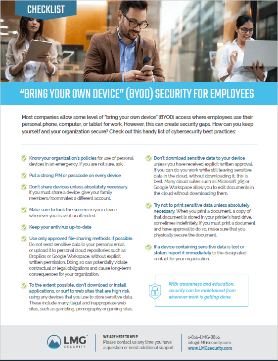 BYOD Security Checklist for Employees | LMG Security